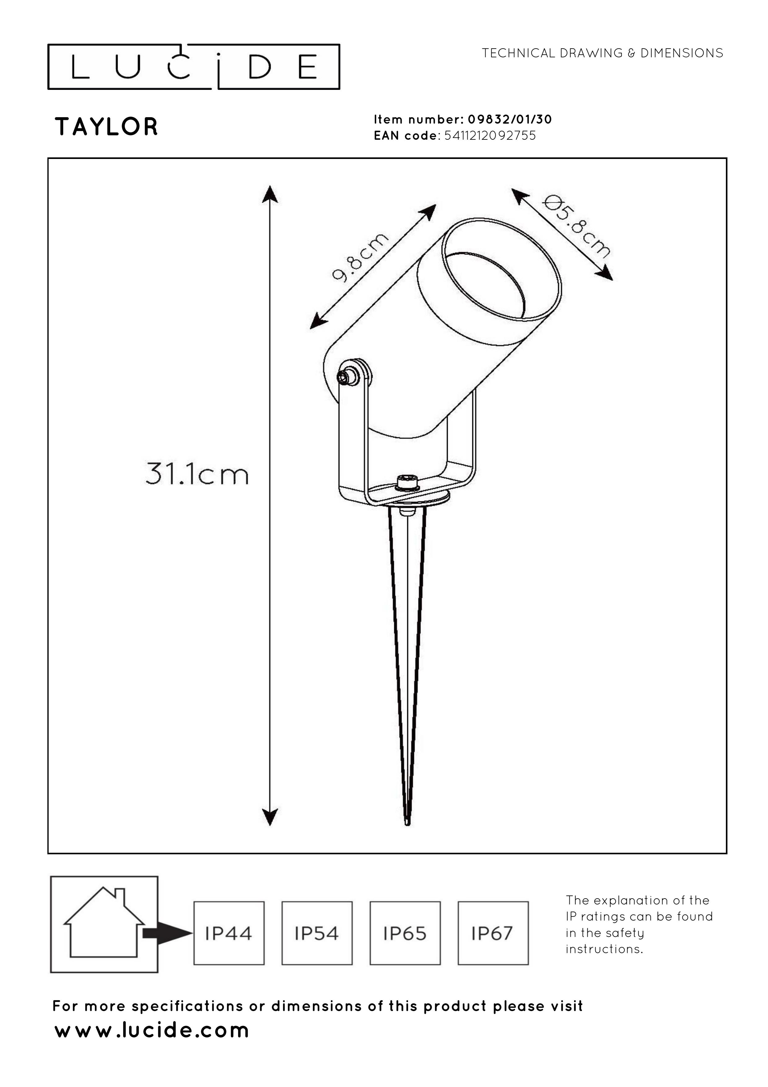 Lucide TAYLOR - Garden spotlight - Ø 10 cm - 1xGU10 - IP65 Lucide TAYLOR - Garden spotlight - Ø 10 cm - 1xGU10 - IP65